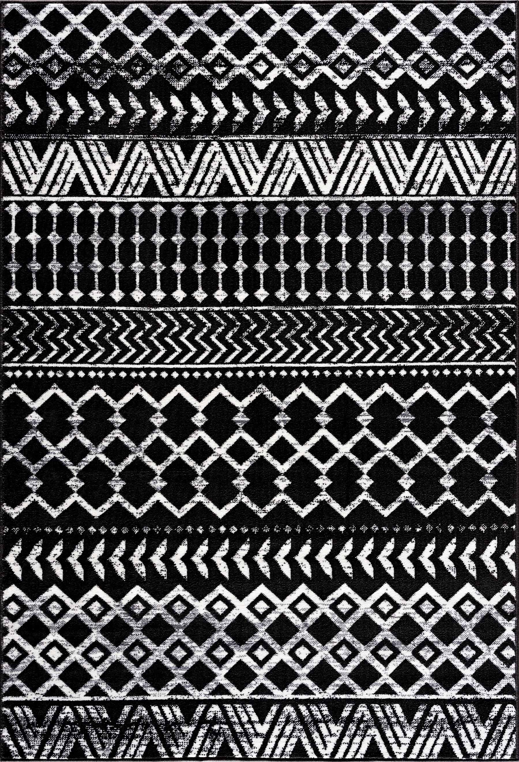 Crystal Boho Area Rugs Black